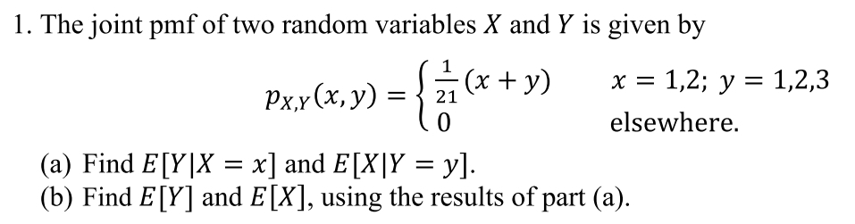 Solved The joint pmf of two random variables x ﻿and Y ﻿is | Chegg.com