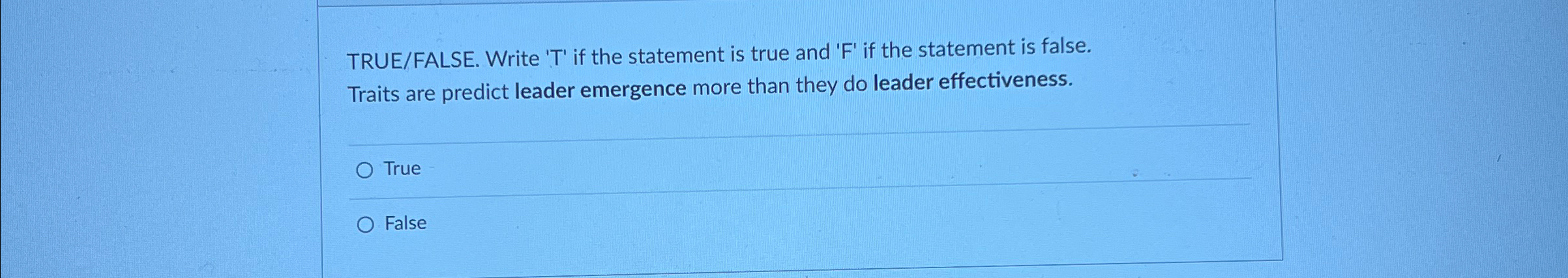 Solved TRUE/FALSE. ﻿Write ' T ' ﻿if the statement is true | Chegg.com
