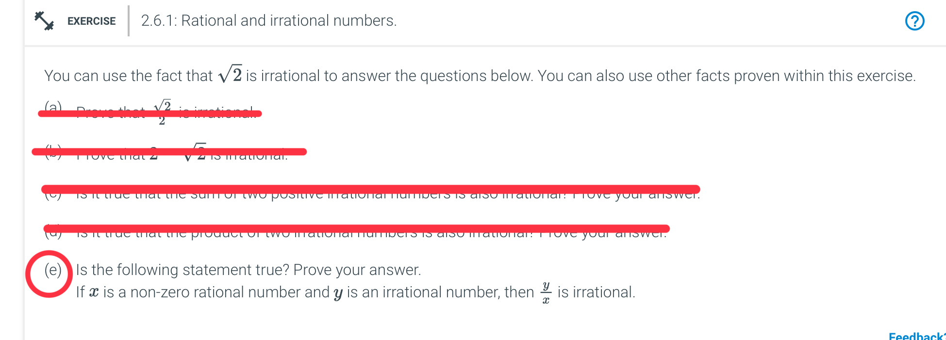 Solved EXERCISE2.6.1: Rational and irrational numbers.(?)You | Chegg.com