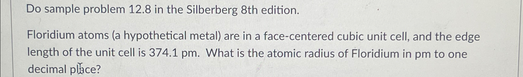 Solved Do sample problem 12.8 ﻿in the Silberberg 8th | Chegg.com