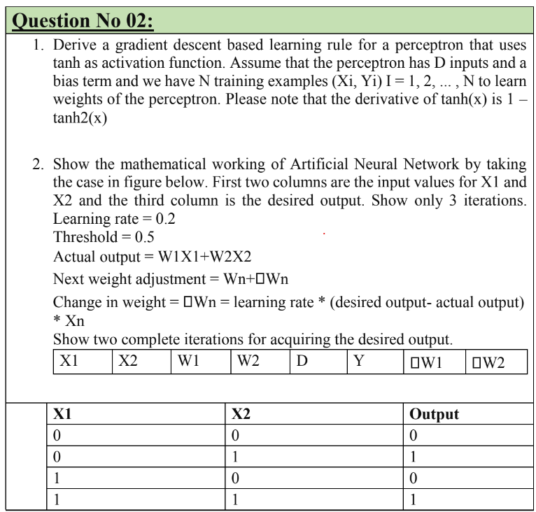 Derive A Gradient Descent Based Learning Rule For A