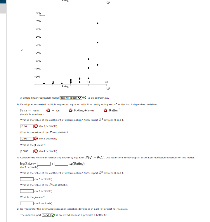 Solved A simple linear regression model does not appear | Chegg.com
