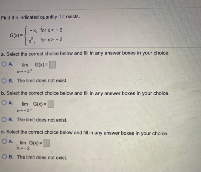 Solved Find the indicated quantity if it exists. G(x)= --x, | Chegg.com