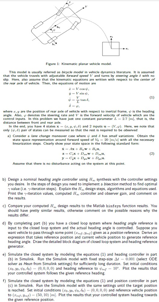 Solved This model is ﻿usually referred as ﻿bicycle model in | Chegg.com