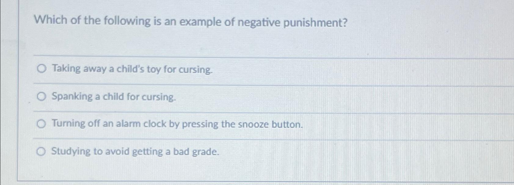 Solved Which of the following is an example of negative | Chegg.com