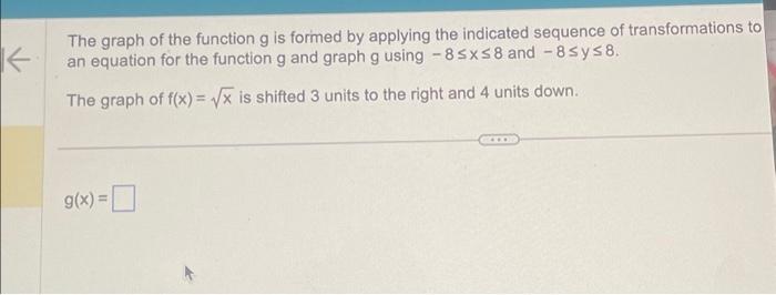 Solved K The graph of the function g is formed by applying | Chegg.com