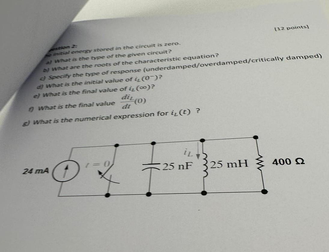 Solved 2. whitial energy stared in the circuit is zero. ald | Chegg.com