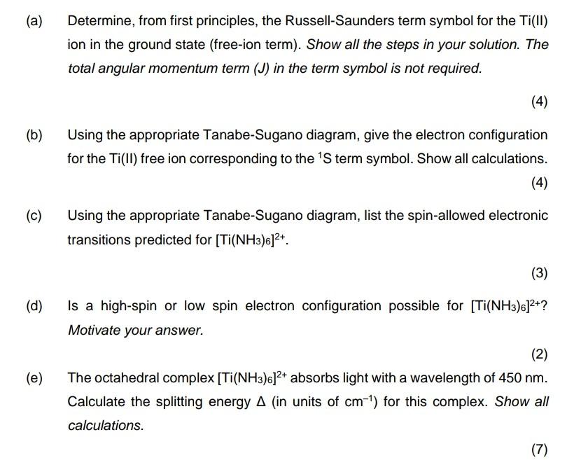 Solved (a) Determine, from first principles, the | Chegg.com