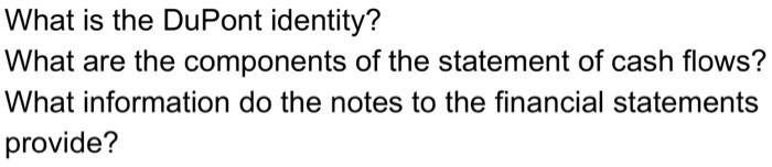 Solved What is the DuPont identity? What are the components | Chegg.com