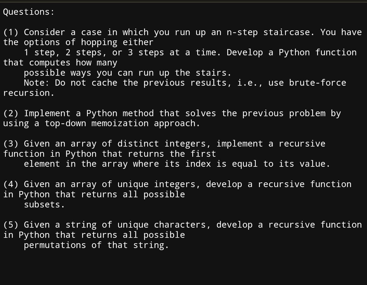 Questions: (1) Consider a case in which you run up an | Chegg.com