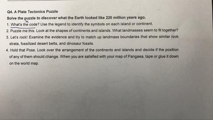 Solved Q4. A Plate Tectonics Puzzle Solve the puzzle to | Chegg.com