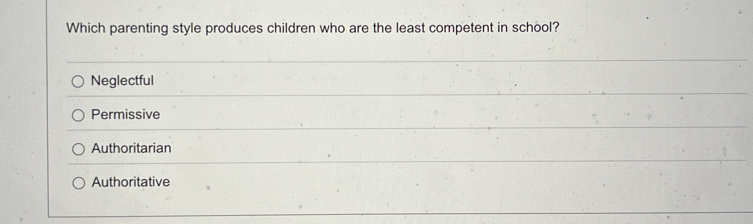 Solved Which parenting style produces children who are the | Chegg.com