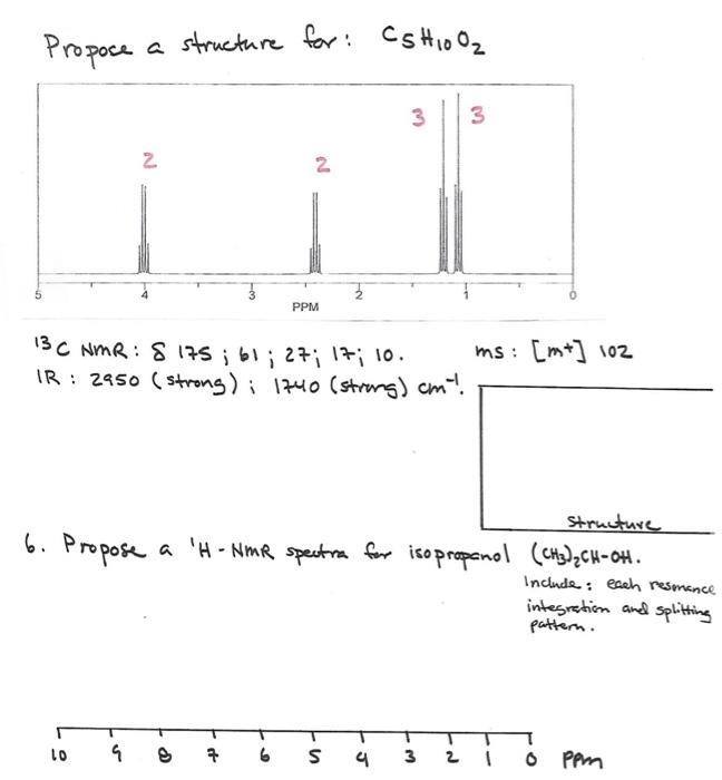 Solved Propose a structure for: C5H10O2 | Chegg.com