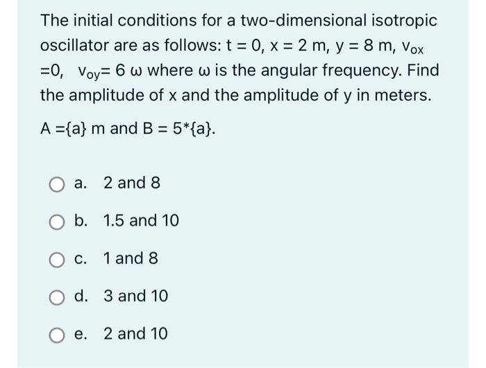 Solved The initial conditions for a two-dimensional | Chegg.com