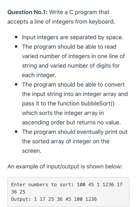 Solved Question No1 Write A C Program That Accepts A Line 2863