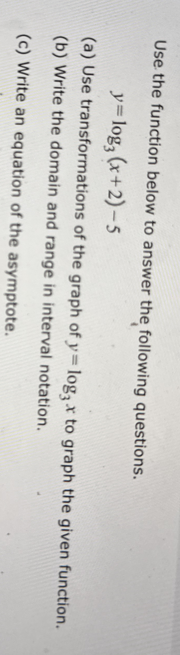 Solved Use the function below to answer the following | Chegg.com