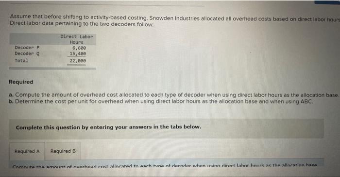 Solved Exercise 5-7A (Algo) Comparing an ABC system with a | Chegg.com
