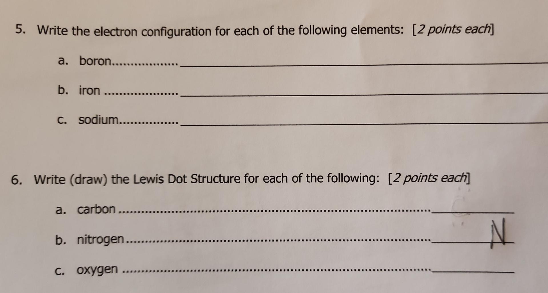 Solved 5. Write the electron configuration for each of the | Chegg.com