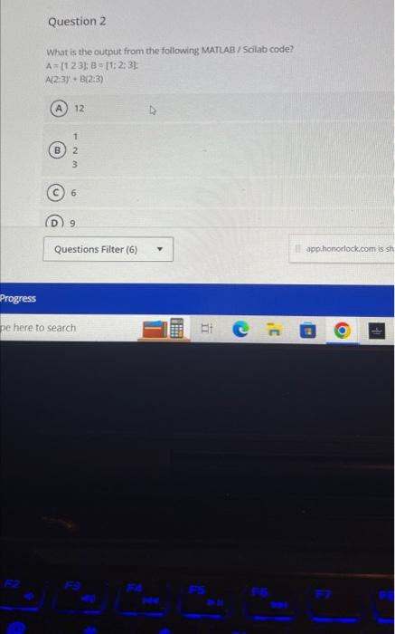 Solved What is the output from the following MATLAB / Scilab | Chegg.com
