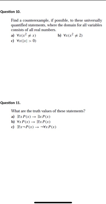Solved Question 10. Find a counterexample, if possible, to | Chegg.com