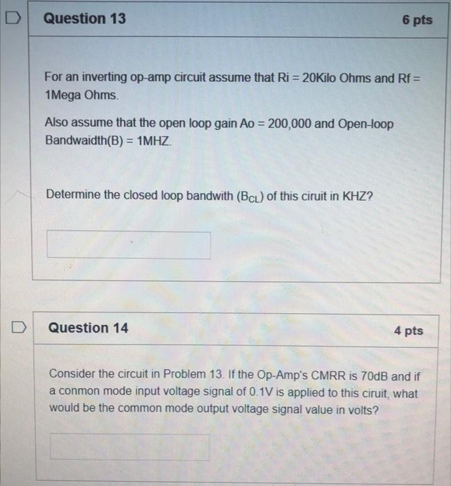[Solved]: For an inverting op-amp circuit assume that ( m
