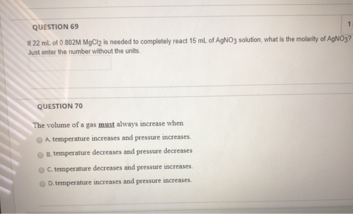 Solved QUESTION 69 If 22 mL of 0.802M MgCl2 is needed to | Chegg.com