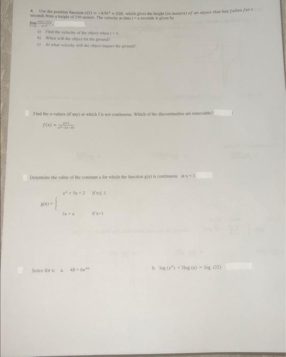 4. Use the position function which gives the height | Chegg.com