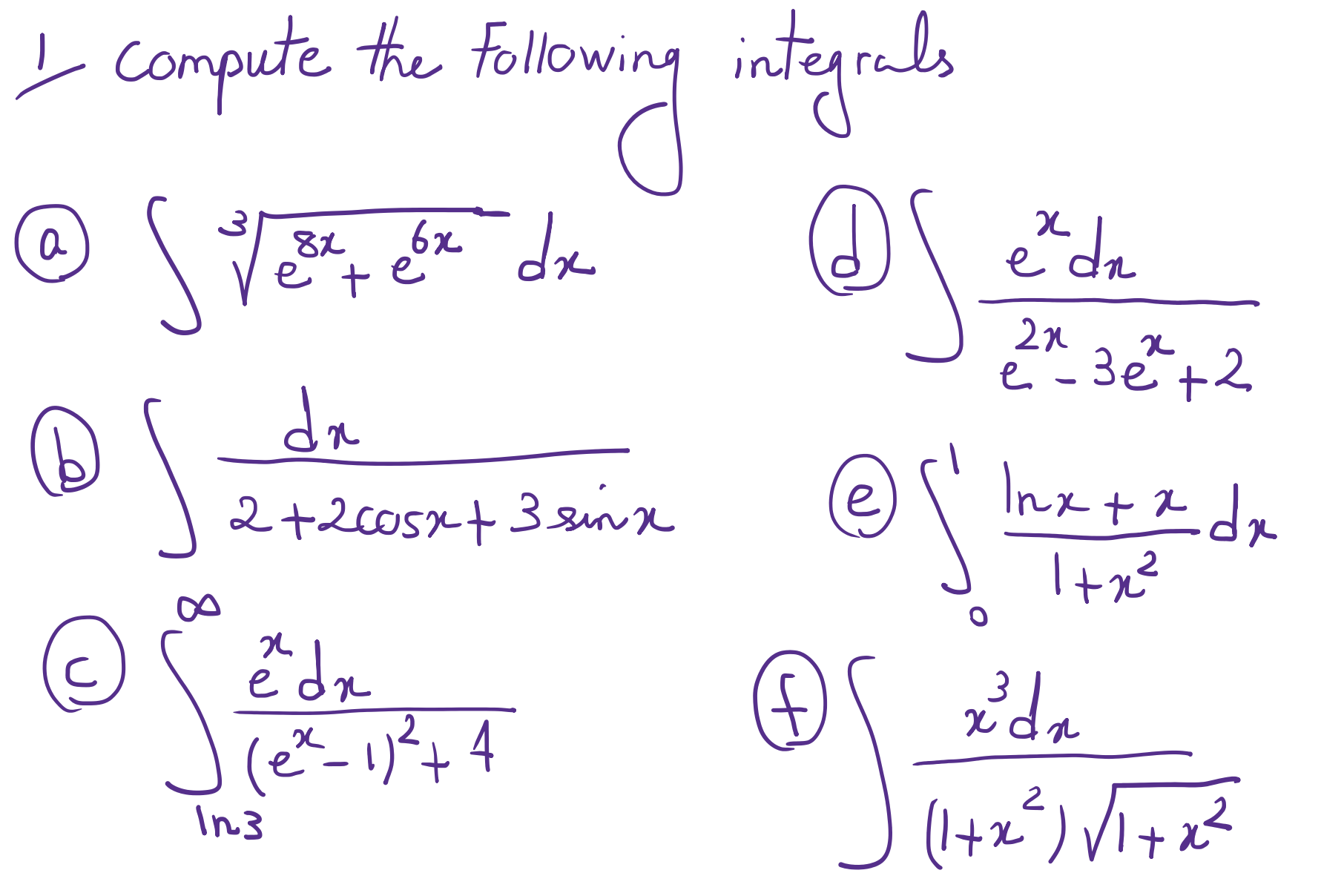 Solved 1 ﻿compute the following | Chegg.com