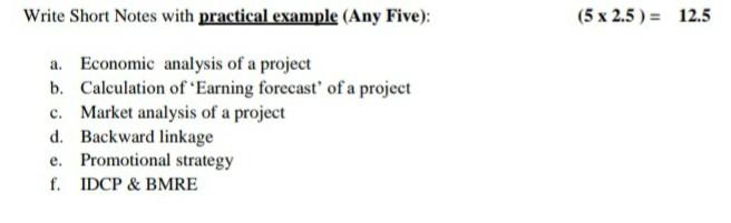 Solved Write Short Notes with practical example (Any Five): | Chegg.com