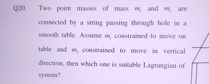 Solved Q20. ﻿Two point masses of mass m1 ﻿and m2 ﻿are | Chegg.com
