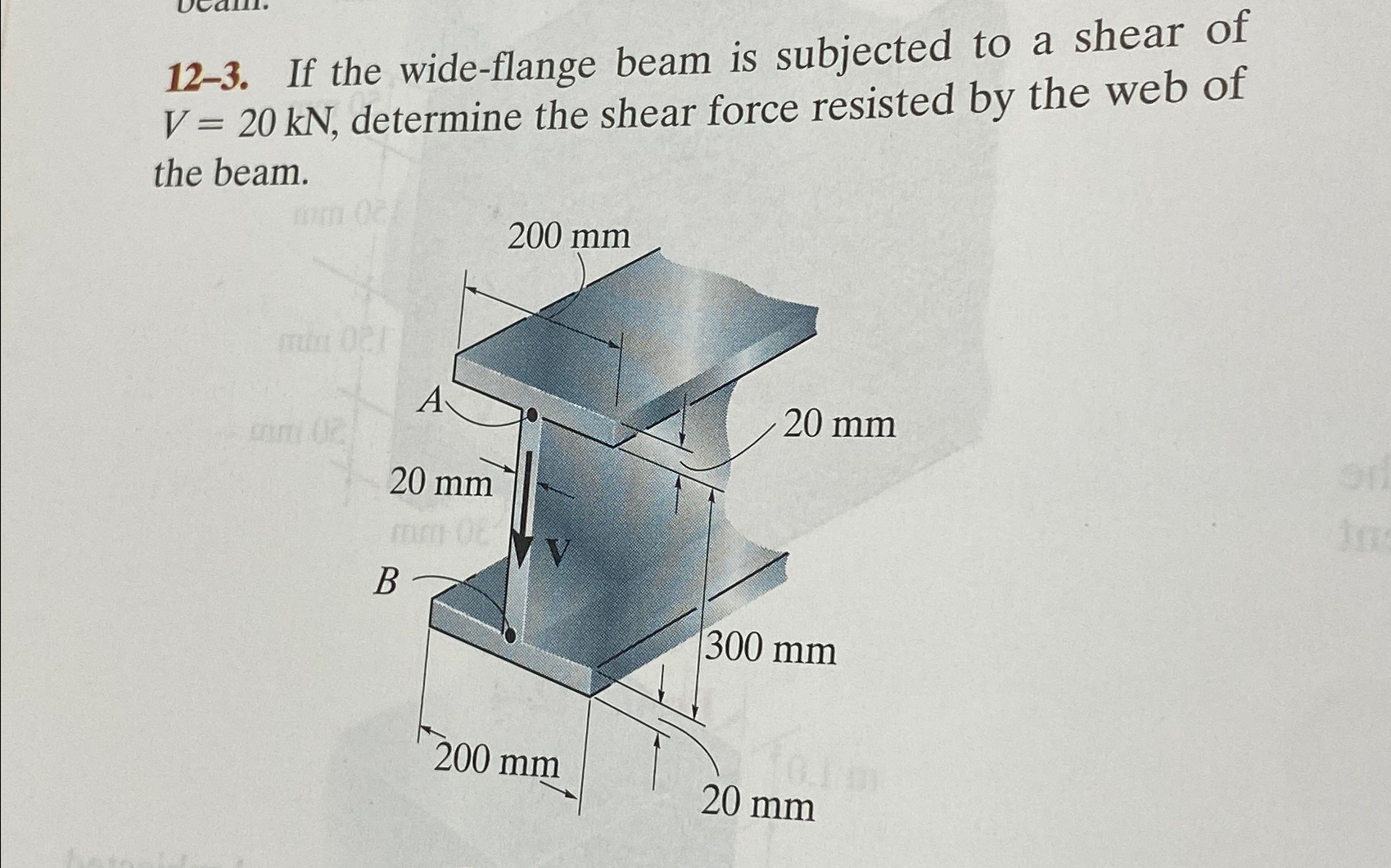 Solved 12-3. ﻿If the wide-flange beam is subjected to a | Chegg.com