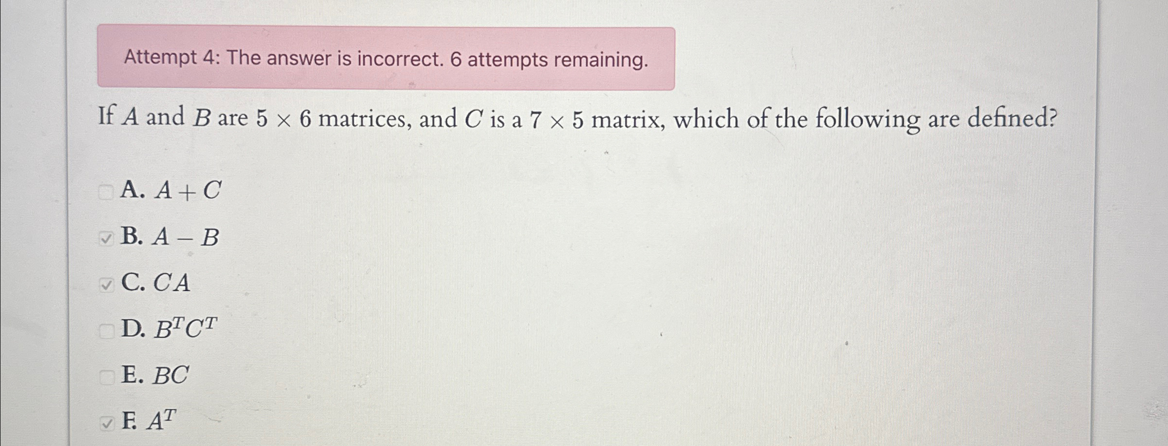 Solved Attempt 4: The answer is incorrect. 6 ﻿attempts | Chegg.com