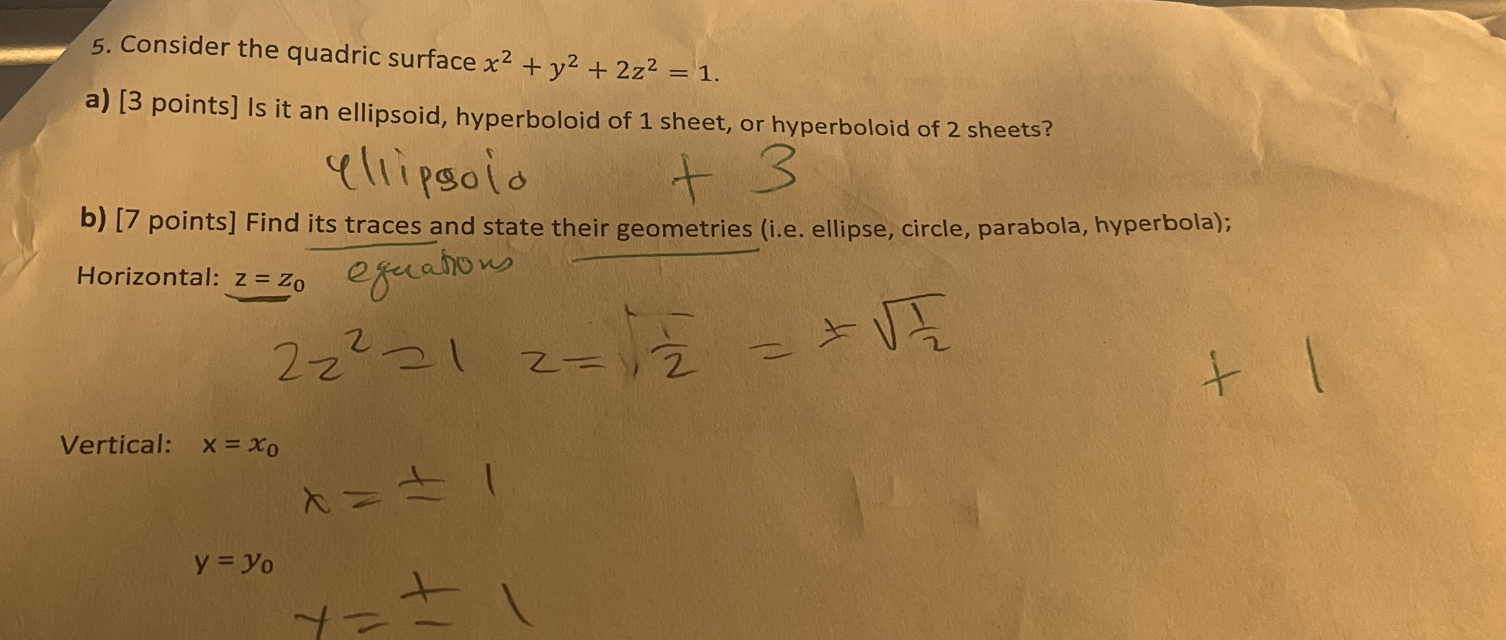 Solved Consider the quadric surface x2+y2+2z2=1.a) [3 | Chegg.com