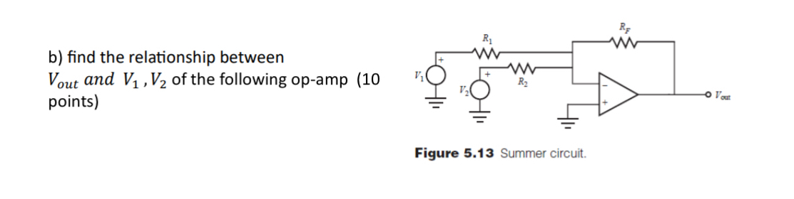 Solved b) ﻿find the relationship between Vout ﻿and V1,V2 | Chegg.com