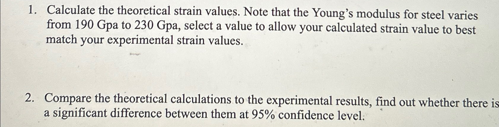 Calculate the theoretical strain values. Note that | Chegg.com