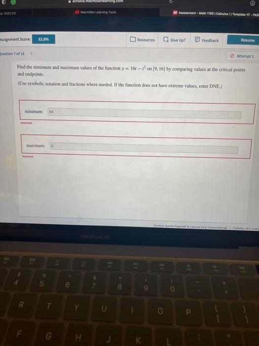 Solved Find The Minimam And Maximum Values Of The Function