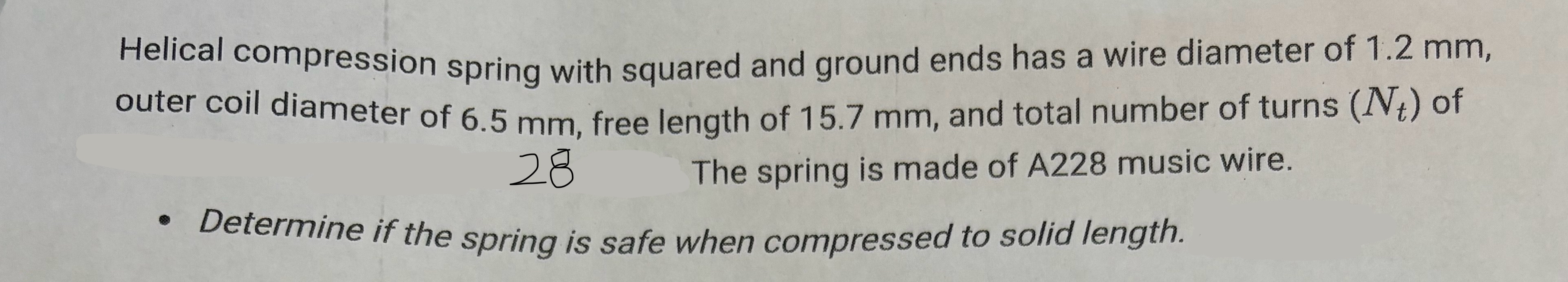 Solved Helical compression spring with squared and ground | Chegg.com