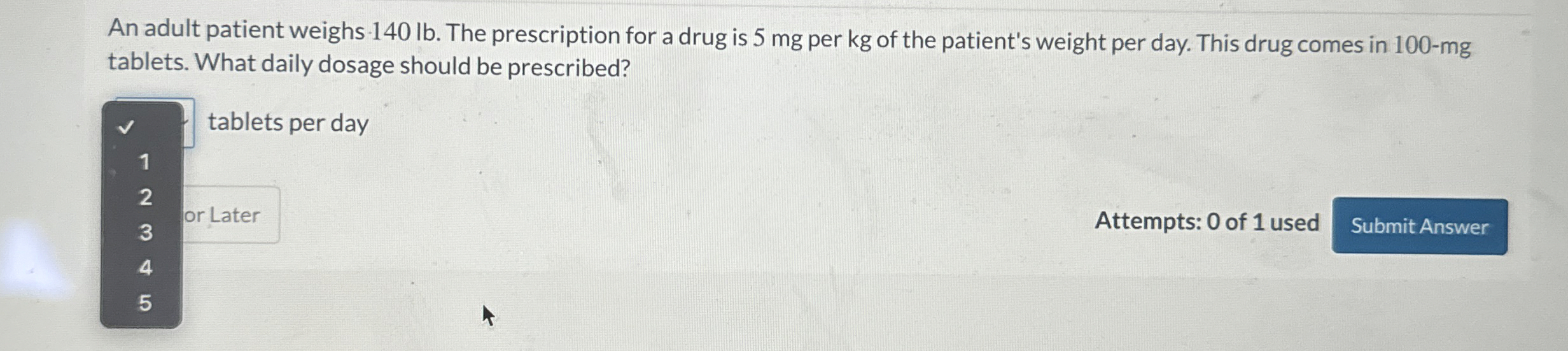 Solved An adult patient weighs 140 ﻿lb . ﻿The prescription | Chegg.com