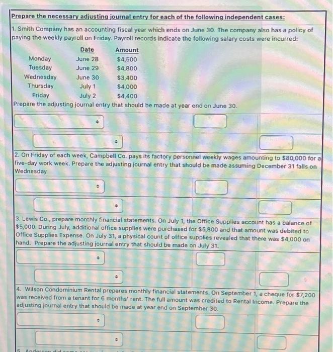 Solved Prepare the necessary adjusting journal entry for | Chegg.com