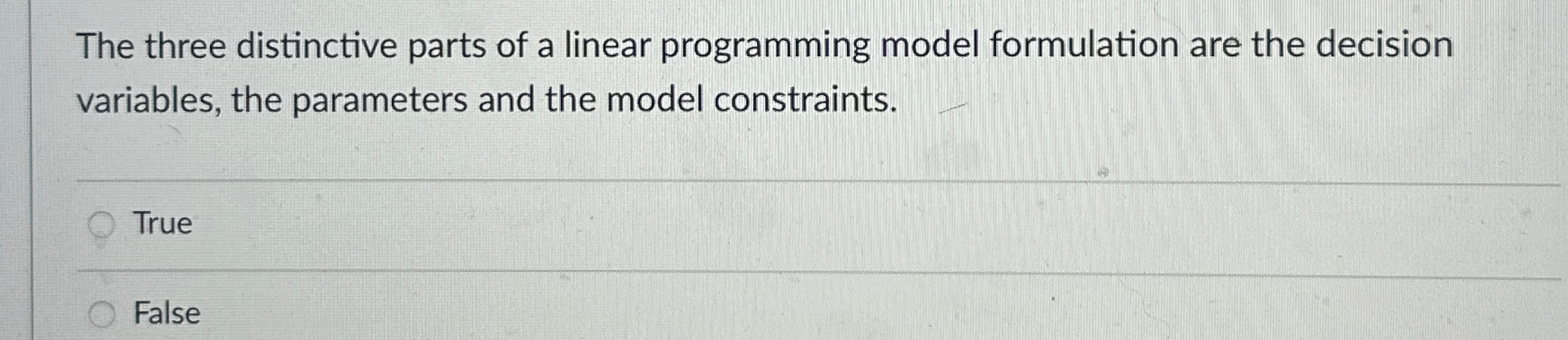 Solved The three distinctive parts of a linear programming | Chegg.com