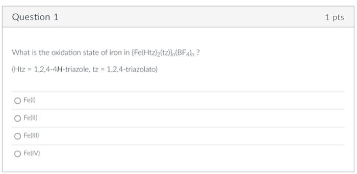 Solved F Fe(1) Fe(II) Fe(III) Fe(IV) | Chegg.com