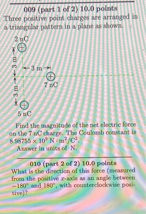 Solved Three positive point charges are arranged in a | Chegg.com