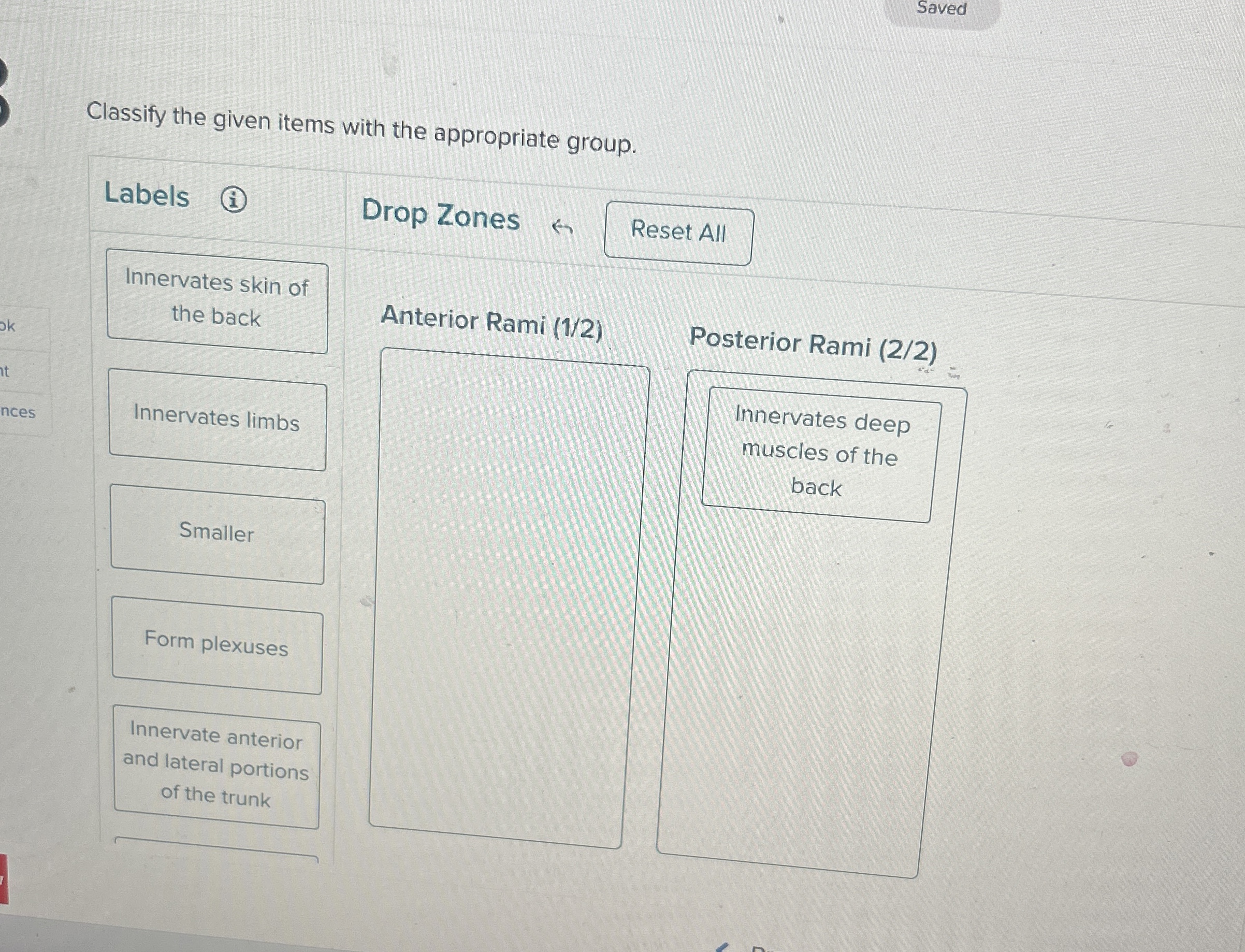 Solved SavedClassify the given items with the appropriate | Chegg.com