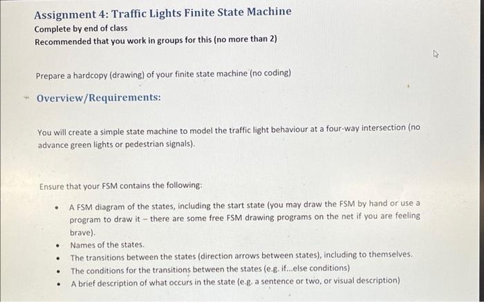 Solved Assignment 4: Traffic Lights Finite State Machine | Chegg.com