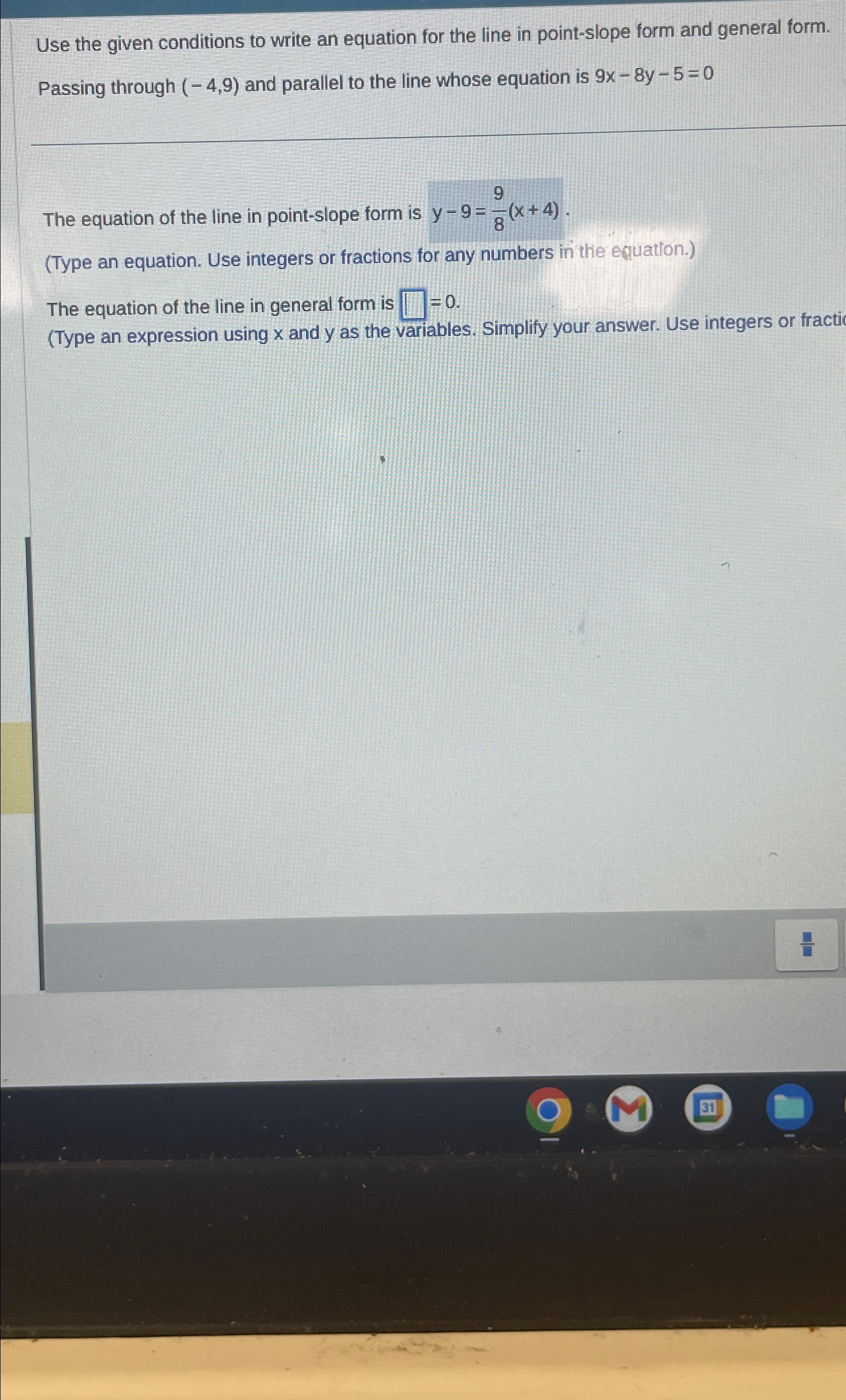 Solved Use the given conditions to write an equation for the | Chegg.com