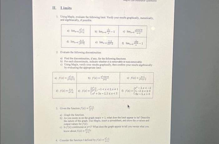 Solved 1. Using Maple, evaluate the following limit. Verify | Chegg.com