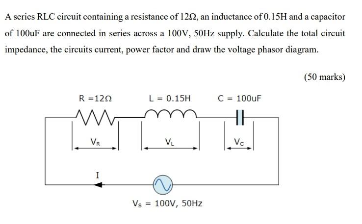 Solved A series RLC circuit containing a resistance of 12Ω, | Chegg.com