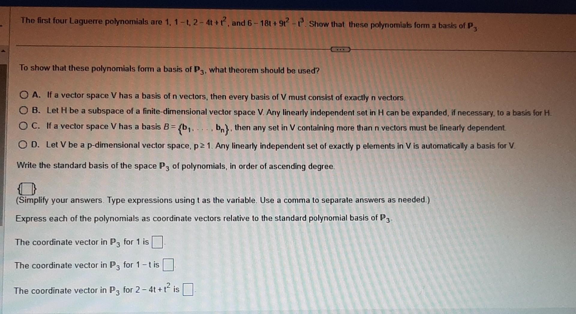 Solved To show that these polynomials form a basis of P3, | Chegg.com