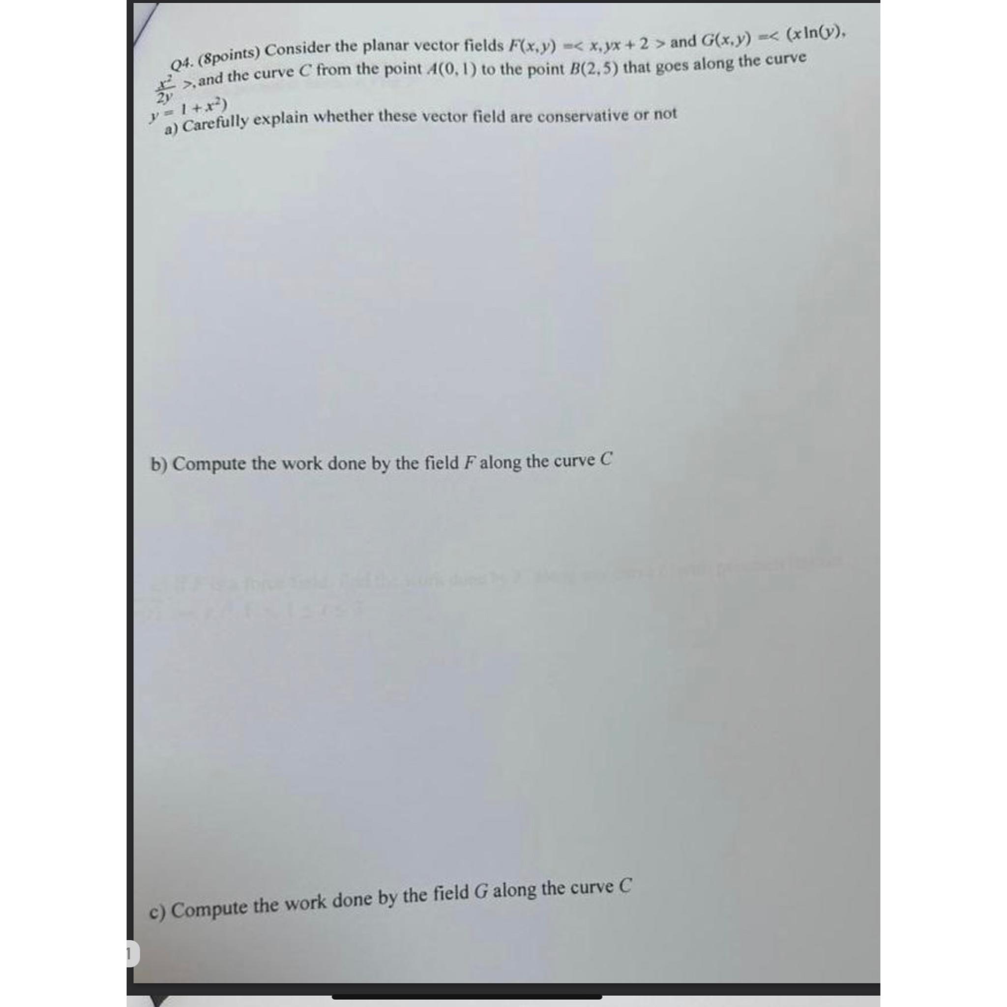 Q4. (8points) ﻿Consider the planar vector fields | Chegg.com