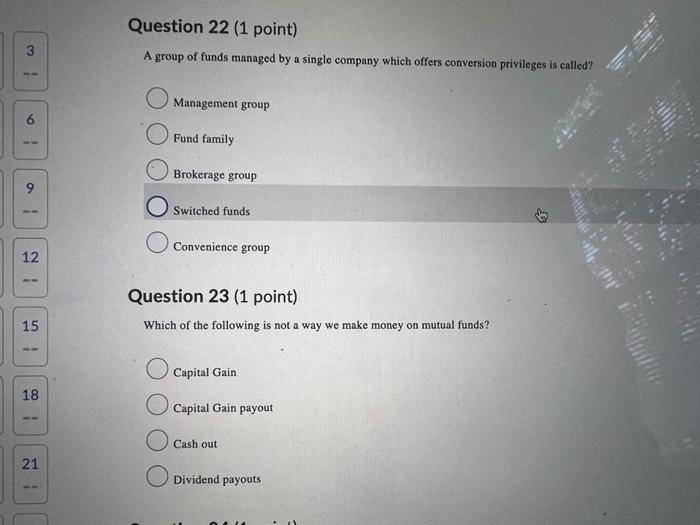 Solved Question 22 (1 point) 8 A group of funds managed by a | Chegg.com